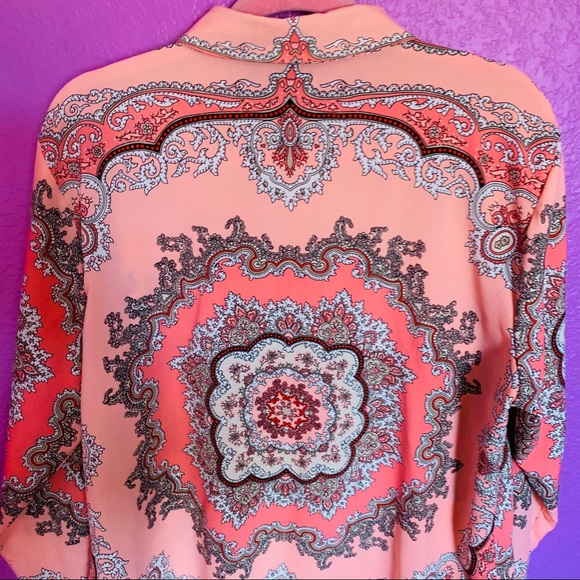 Apt. 9 | Tops | Silk Blouse In Corals Pinks Print Nwot Size Xl | Poshmark